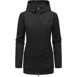 Outdoorjacke Ragwear "Monadetta A", Damen, Gr. 5XL (50), schwarz, Obermaterial: 65% Polyester, 35% Baumwolle, Innenfutter: 100% Polyester, casual, A-Linie Po-bedeckend, hoch geschlossener Ausschnitt, Langarm Ärmel ohne Ärmelschlitz abgesteppte Kante krempelbar, Jacken, Leichte Kapuzenjacke für die Übergangszeit