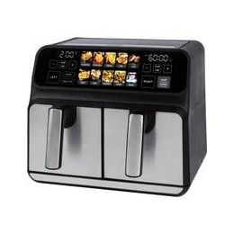 ProfiCook Doppel-Hei&szlig;luftfritteuse PC-FR 1287 H edelstahl/schwarz, 2.200 Watt, 2 K&ouml;rbe je 4 Liter