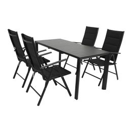 DEGAMO Garnitur LAGOS 5-teilig, Aluminium anthrazit + Kunstgewebe schwarz