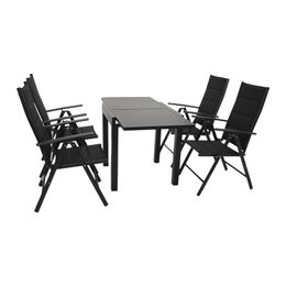 DEGAMO Garnitur ALCUDIA 5-teilig, Aluminium anthrazit + Kunstgewebe schwarz
