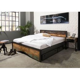Bett mit Bettkasten Altholz 180x200 mehrfarbig lackiert INDUSTRIAL #109