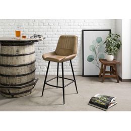 Barstuhl Echtleder 52x57x108 beige IRON LABEL #616