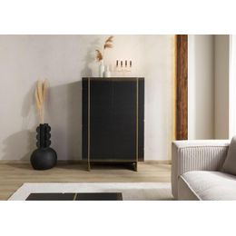 Highboard Eiche 94x45x142 dunkelbraun lackiert BEAMS #70