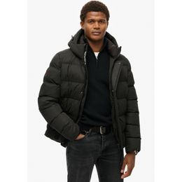 Steppjacke Superdry "HOODED MICROFIBRE SPORT PUFFER", Herren, Gr. XXL, schwarz, Web, Obermaterial: 100% Polyester, unifarben, modisch, relaxed fit, Langarm, Jacken