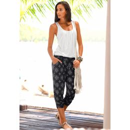 Lascana Damen Strandcapri, Schwarz, Gr. 38, Capri-Hose, Material: Viskose