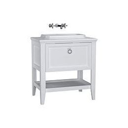 Vitra Valarte Einbauwaschtisch-Möbel-Set 62195 77,5 x 52 x 87,5 cm, 1 Vollauszug, Korpus weiß matt/Waschtisch weiß hochglanz