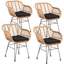 Casaria Polyrattan Korbsessel Bali 4er-Set Natur