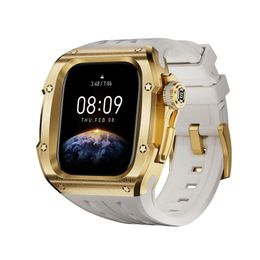 Wigento Für Apple Watch Series 10 46mm Silikon Armband mit Metall Gehäuse Case