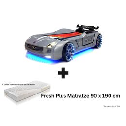 Autobett Kinderbett "Rio Roadster" LED Sound Sportsitze Lattenrost Spoiler 90x190 cm