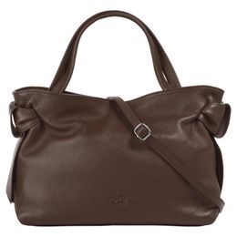 Henkeltasche Samantha Look, Damen, Gr. B/H/T: 33cm x 23cm x 12cm onesize, braun, Leder, unifarben, leicht glänzend, Taschen, echt Leder, Made in Italy