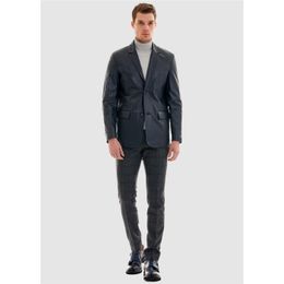 Lederjacke Pierre Cardin, Herren, Gr. L, blau (dunkelblau), 100% Leder, unifarben, Elegant, normal, Jacken, mit hohem Tragekomfort