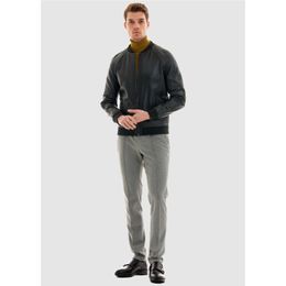 Lederjacke Pierre Cardin, Herren, Gr. 4XL, schwarz, 100% Leder, unifarben, kurz, Rundhals, Jacken, im Bomber-Look