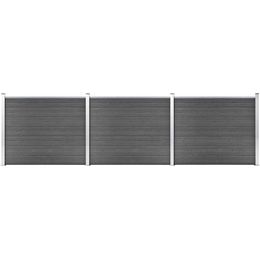 Zaunelement Set WPC 526x146 cm Schwarz