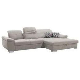 Ecksofa Alina "Tessa", grau (hellgrau xbo 29), B:300cm H:91cm T:199cm, Struktur weich (100% Polyester), Sofas, inkl. Sitztiefenverstellung, wahlweise mit Bettfunktion und Bettkasten