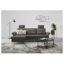 Ecksofa Inosign "Palm Beach L-Form", grau (anthrazit), B:269cm H:89cm T:175cm, 100%Polyester, Sofas, Federkern, mit Sitztiefenverstellung, wahlweise mit Bettfunktion