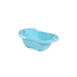 Moni Babybadewanne Lilly platzsparend mit Wasserablauf, Ablagef&auml;cher f&uuml;r Zubeh&ouml;r blau