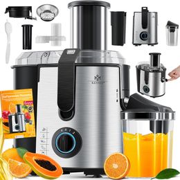 Kesser&reg; Entsafter f&uuml;r Obst und Gem&uuml;se aus Edelstahl 1100W gro&szlig;e 85 mm Einf&uuml;ll&ouml;ffnung inkl. Reinigungsb&uuml;rste und Saftbeh&auml;lter 3 Geschwindigkeitsstufen, Saftpresse Juicer