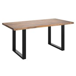 Ambia Garden Gartentisch , Schwarz, Akazie , Holz, Metall , Akazie , massiv , rechteckig , U-Form , 160x76x80 cm , FSC , Gartenmöbel, Gartentische,