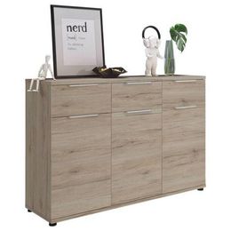 Ti`me Ti'me Sideboard , Eiche San Remo , Holzwerkstoff , 3 Fächer , 3 Schubladen , 135x91x40 cm , Beimöbel erhältlich, stehend , Wohnzimmer, Kommoden &