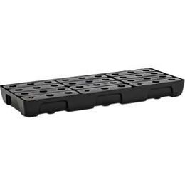 Auffangwanne für Kleingebinde CEMO 10/4, Volumen 21 l, für Regalfachmaß 1000 x 400 mm, mit Gitterrost, mit Zulassung, stapelbar, Polyethylen, schwarz