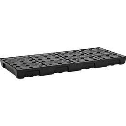 Auffangwanne für Kleingebinde CEMO 13/6, Volumen 44 l, für Regalfachmaß 1300 x 600 mm, mit Gitterrost, mit Zulassung, stapelbar, Polyethylen, schwarz