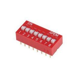 APEM 8 Way Through Hole DIP Switch SPST, Raised Actuator - NDS-08-V