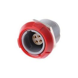Lemo Circular Connector, 4 Contacts, Panel Mount, Socket, Female, IP50, Redel P Series - PKG.M0.4GL.LR