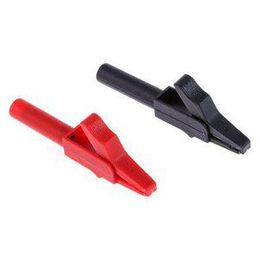 St&auml;ubli Electrical Connectors Crocodile Clip 4 mm Connection, Brass Contact, 15A, Black, Red - 24.0157-22 24.0157-21