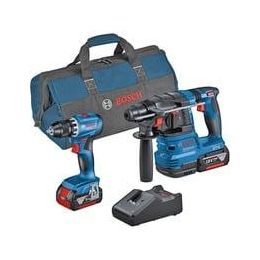 Bosch Kombi-Set Akku-Bohrschrauber GSR 18V-45 + Akku-Bohrhammer GBH 18V-22 blau, 2x Li-Ionen Akku 4,0Ah, Werkzeugtasche