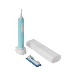 Braun Oral-B Pro 1 Cross Action Caribbean Blue mit Reiseetui, Elektrische Zahnb&uuml;rste blau