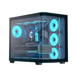Aerocool P500C-G-BK-v1, Tower-Geh&auml;use schwarz, Tempered Glass x 3