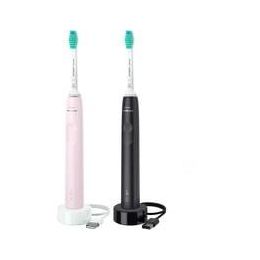 Philips Sonicare 3100 Series HX3675/15, Elektrische Zahnb&uuml;rste schwarz/rosa, 2x Elektrische Schallzahnb&uuml;rsten - Schwarz/Rosa