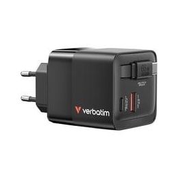 Verbatim GaN-Ladeger&auml;t 65W, 1x USB-A , 2x USB-C, ausziehbares Kabel schwarz, PD 3.0, QC 3.0