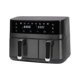 ProfiCook Doppel-Hei&szlig;luftfritteuse PC-FR 1295 H edelstahl (dunkel)/schwarz, 2.700 Watt, 2 K&ouml;rbe 5,5 + 3,5 Liter