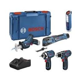 Bosch Werkzeug-Set 12Volt 5-teilig, GOP + GSR + GDR + GSA + GLI blau, 3x Li-Ionen Akku 2,0Ah