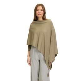 Strickjacke Betty Barclay "Betty Barclay Strick-Poncho mit Fransen", Damen, Gr. ACC, braun (soft olive), Strick, Obermaterial: 72% Viskose, 28% Polyamid., casual, loose fit, Strickjacken, Quasten