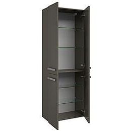 Pelipal Serie 4005 Hochschrank 992.126.025 4-türig, 60x168x33 cm, Lack Steingrau Hochglanz/Quarzgrau Hochglanz Select, Griff chrom