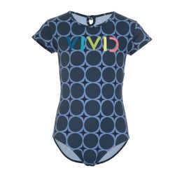 Vivid Badeanzug M&auml;dchen Gr&ouml;&szlig;e 164 navy / taubenblau / kiwi / lachs