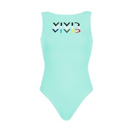 Vivid Badeanzug Damen Gr&ouml;&szlig;e L aqua / rot / schwarz / wei&szlig;