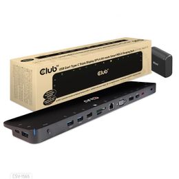 Club 3D Dockingstation USB Gen1 Typ-C Dreifach-Display DP1.4 Alt-Modus Smart PD3.0 mit 100-Watt-Netzteil - Andocken - USB 3.2 Gen 1 (3.1 Gen 1) Type-C - Schwarz