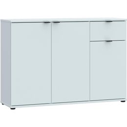 Sideboard FORTE "Ganymede", weiß (secret grau), B:119,8cm H:82,3cm T:34,1cm, Spanplatte, Sideboards, Sideboard, Stauraum, Schublade; Metallgriffe, 4 Dekore, Breite 119,8cm