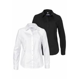 Langarmbluse Flashlights, Damen, Gr. 36, weiß, Web, Obermaterial: 54% Baumwolle, 43% Polyester, 3% Elasthan, figurbetont hüftlang, 1-Knopf-Manschette, Blusen Bluse Hemdbluse, im Hemdblusenstil