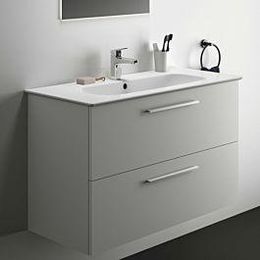 Ideal Standard i.life A Möbelwaschtisch-Paket K8745DU 104x46x64,5cm, 1 Hahnloch, Griff Chrom gebürstet, weiß matt