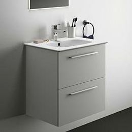 Ideal Standard i.life A Möbelwaschtisch-Paket K8741DU 64x46x64,5cm, 1 Hahnloch, Griff Chrom gebürstet, weiß matt