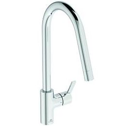 Ideal Standard Gusto Küchenarmatur BD415AA chrom, mit hohem Rohrauslauf und herausziehbarer Handbrause, Niederdruck