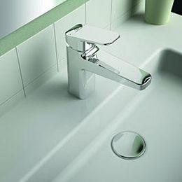 Ideal Standard CeraPlan Waschtischarmatur BD229AA Ausladung 124mm, verchromt, Push-Open-Ventil