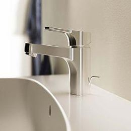 Ideal Standard Cerabase H80 Waschtischarmatur BC829AA chrom, mit Metall Ablaufgarnitur, Ausladung 106mm