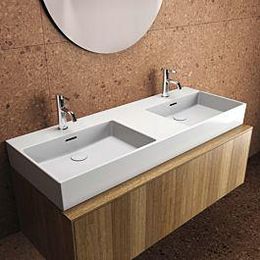 Ideal Standard Extra Doppel-Waschtisch T391301 120x45x15cm, mit Überlauf, geschliffen, 1 Hahnloch, weiß