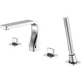 Steinberg Serie 230 Wannen-4-Loch-Armatur 2302400 Ausladung 200 mm, ausziehbare Handbrause, chrom