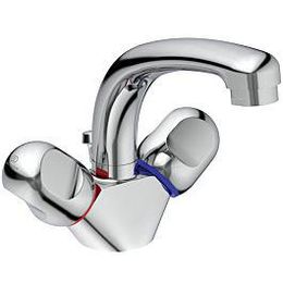 Ideal Standard Waschtisch Armatur Alpha B2039AA verchromt, Ausladung 130 mm, mit Ablaufgarnitur